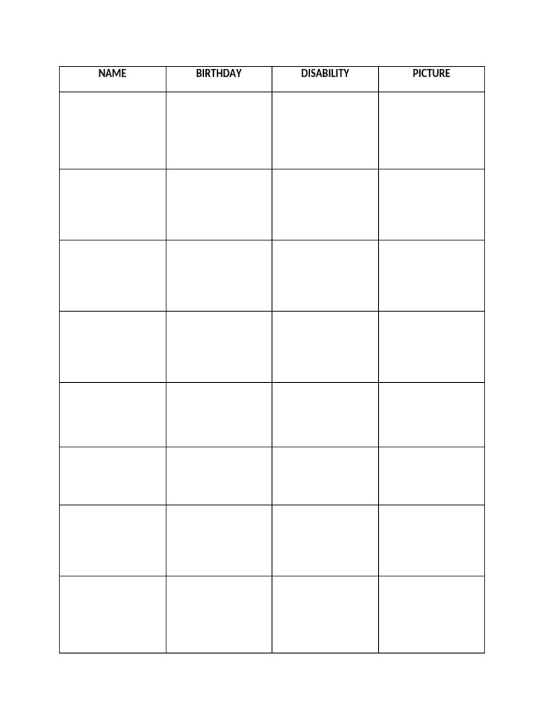 Disability Records with Pictures | PDF