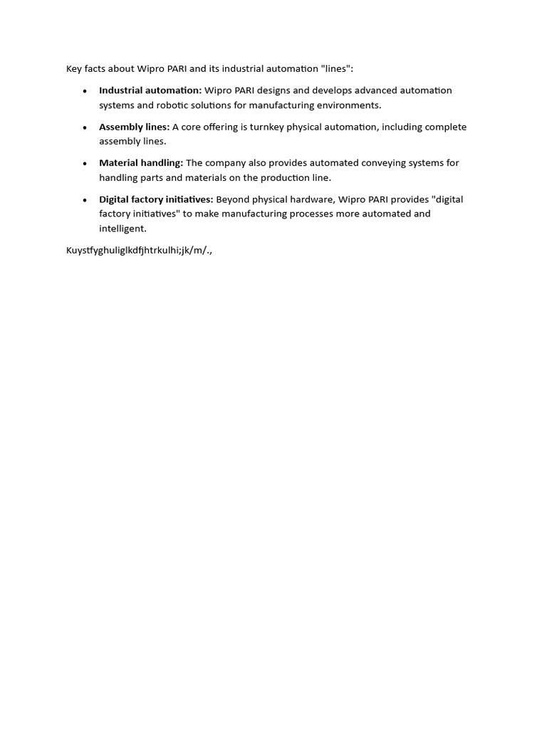 Wipro PARI: Industrial Automation Solutions | PDF