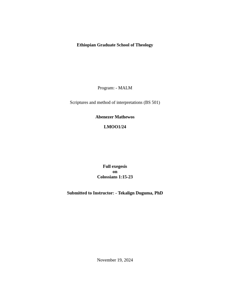 Abi Final Paper On Exegessis (AutoRecovered) (AutoRecovered) | PDF ...