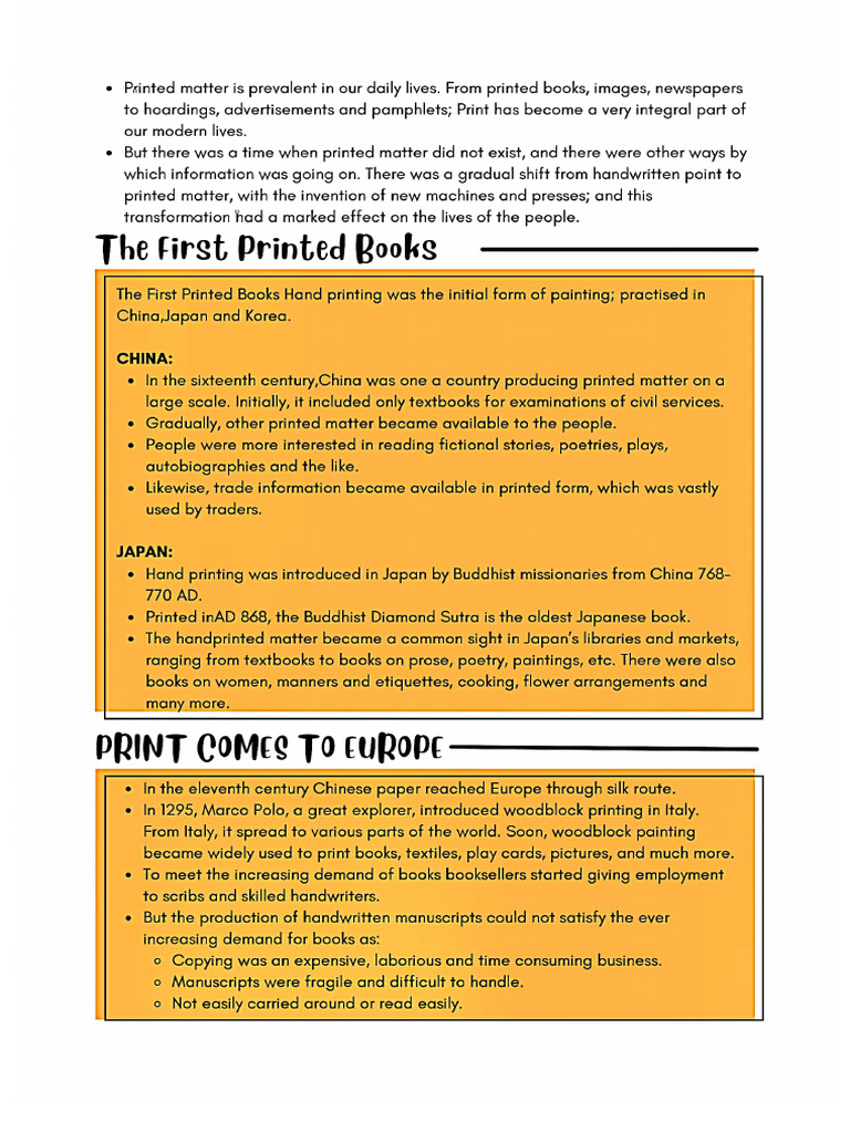 Print Culture Notes | PDF
