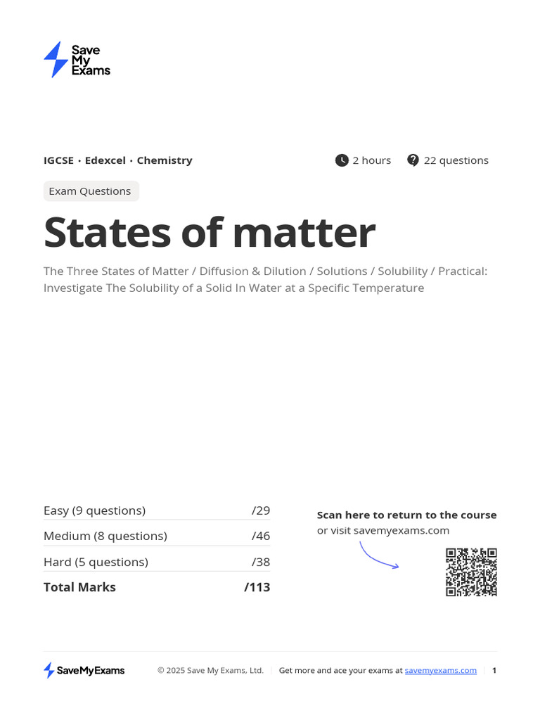 States of Matter Questions | PDF | Solubility | Ammonia