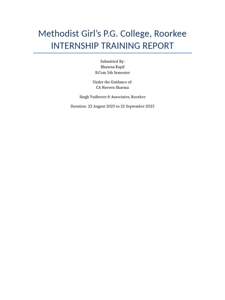 Bhawna Kapil CA Internship Report | PDF | Accounting | Audit