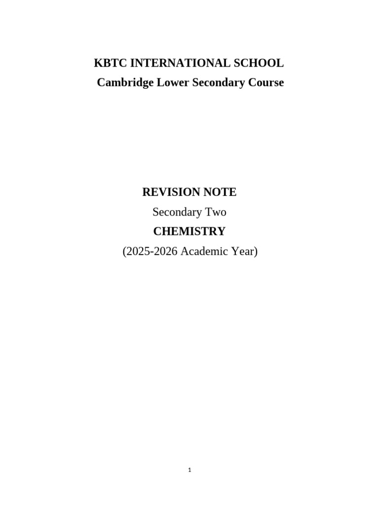S2 Revision Note (Chemistry) (Pre-Mid) | PDF | Solubility | Mixture