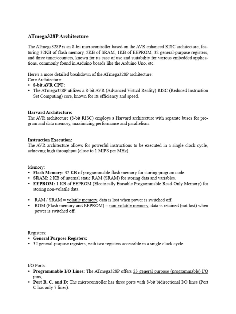 ATmega328P Architecture | PDF | Analog To Digital Converter | Computer ...