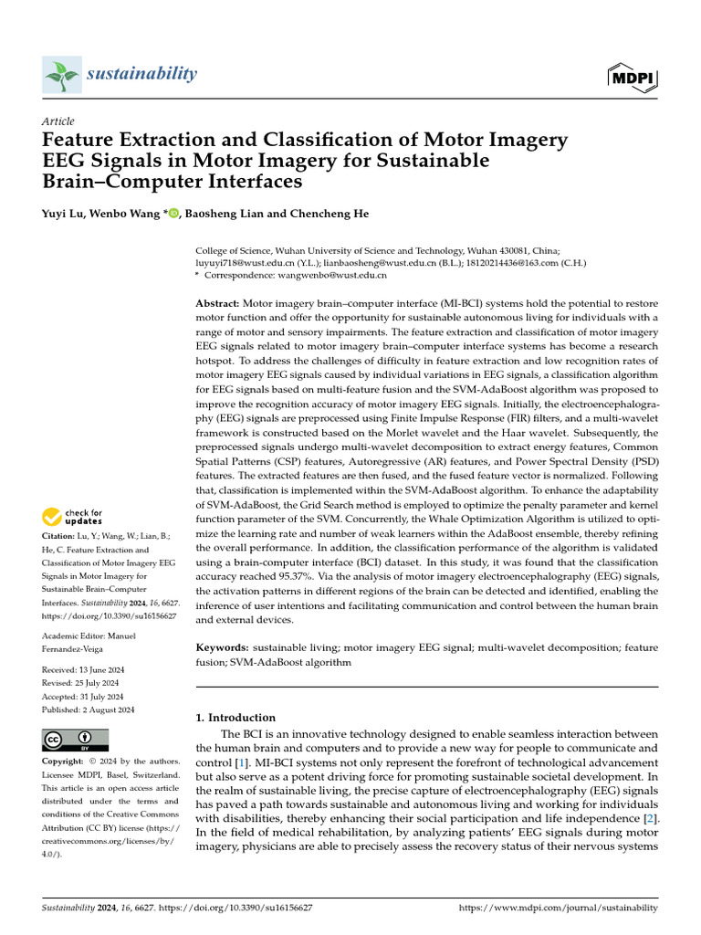 Feature Extraction and Classification of Motor Imagery EEG Signals in ...