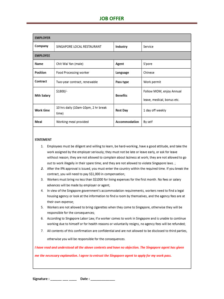 CHIT WAI YAN_confirmation | PDF | Employment | Employee Relations