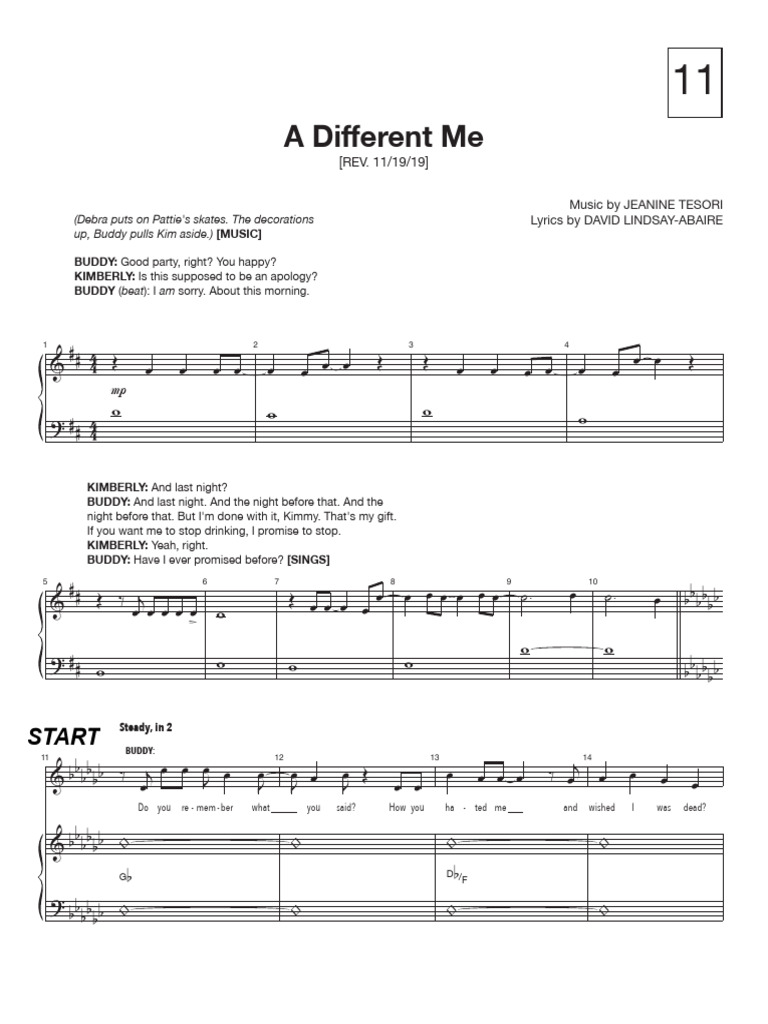 A Different Me - Piano-Vocal Score | PDF