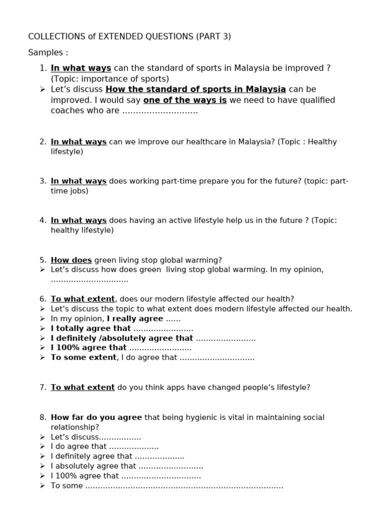 Collections of Extended Questions | PDF