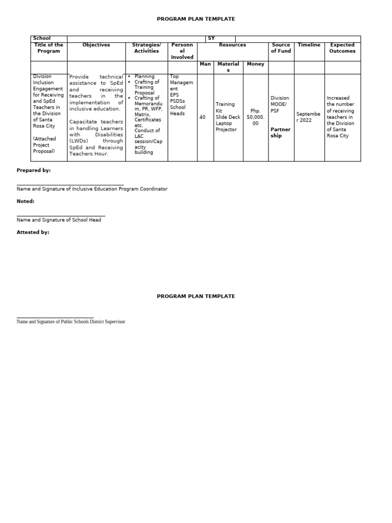 Program Plan Template | PDF