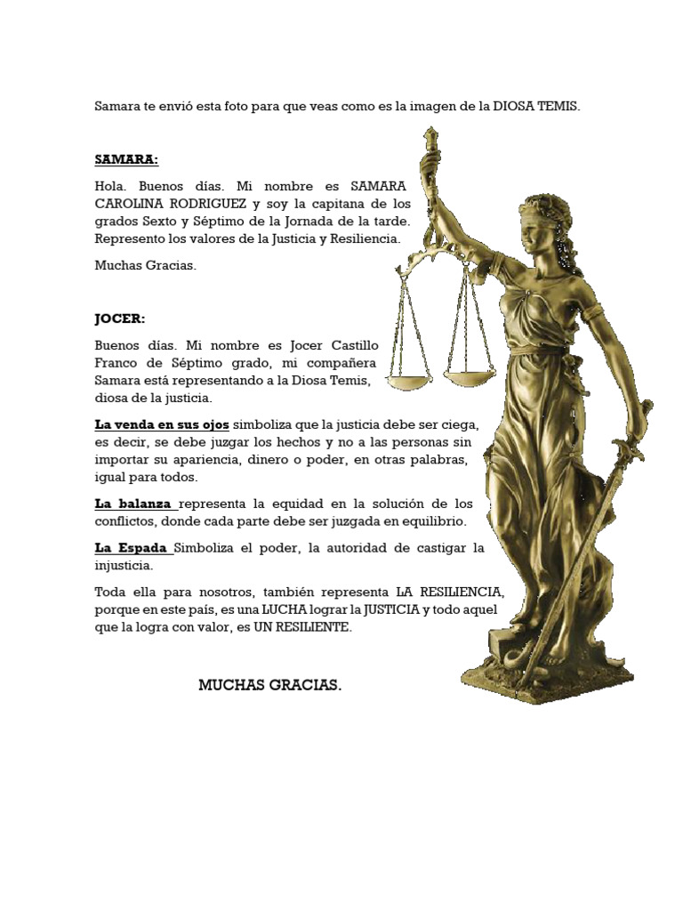 Presentacion de Samara y Jocer para El Lunes Diosa Temis de La Justicia ...
