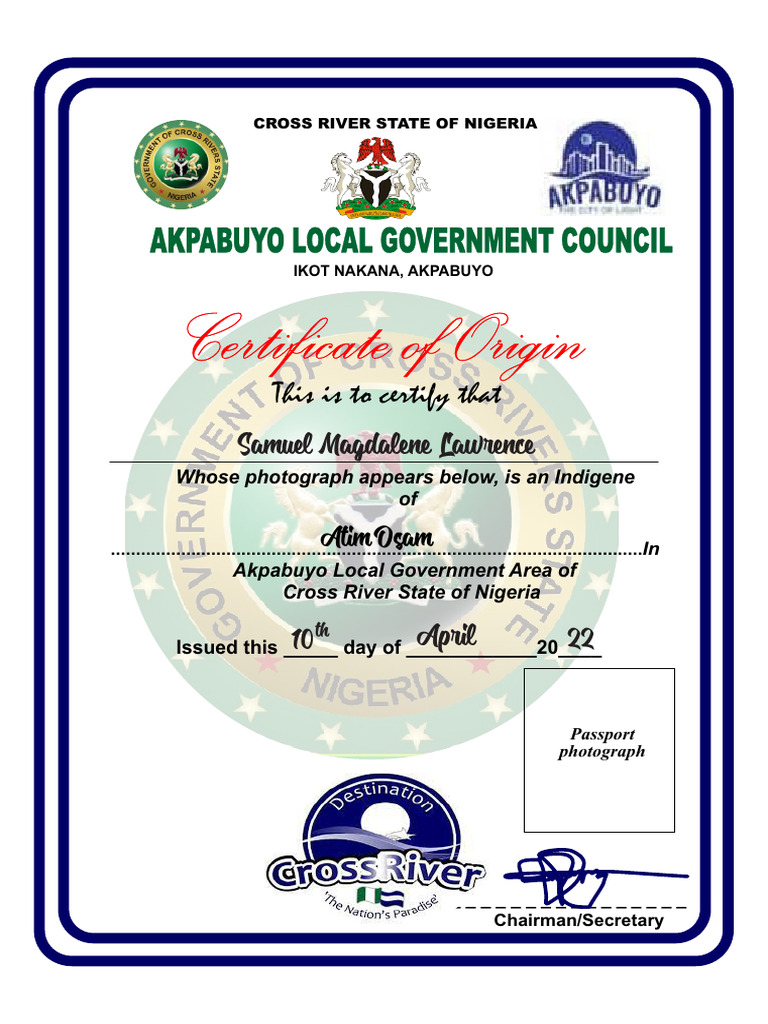 Cross River LGA ID Template | PDF