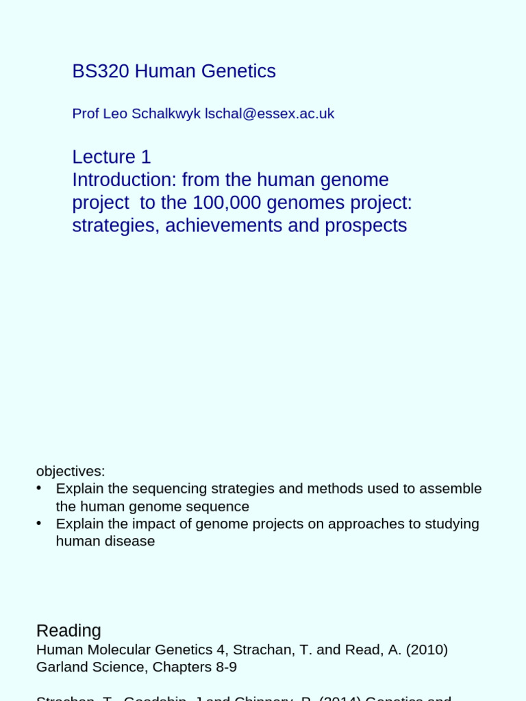 Human Genetics: Genome Projects Overview | PDF | Gene | Dna Sequencing