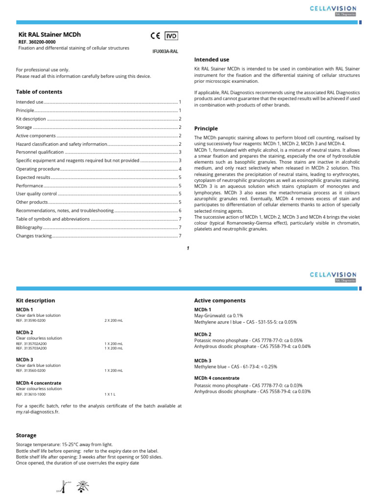 IFU Kit RAL Stainer MCDh-360200-0000-EN-A | PDF | Staining | Granulocyte