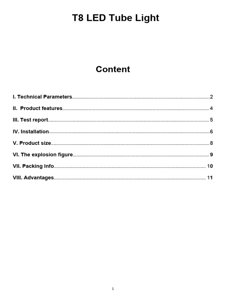 18 Watts T-8 Data Sheet For Led Tube 160lmw | PDF | Electronic ...