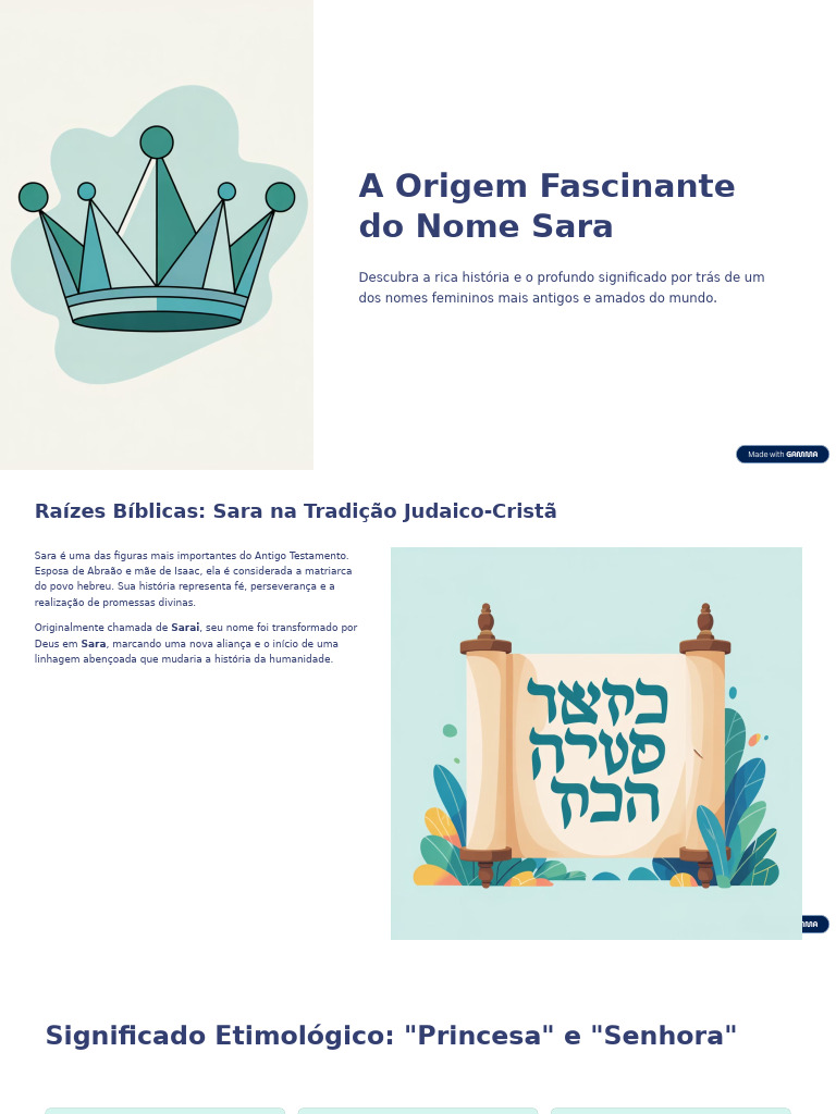 A Origem Fascinante Do Nome Sara | PDF | Sara | Idioma hebreu
