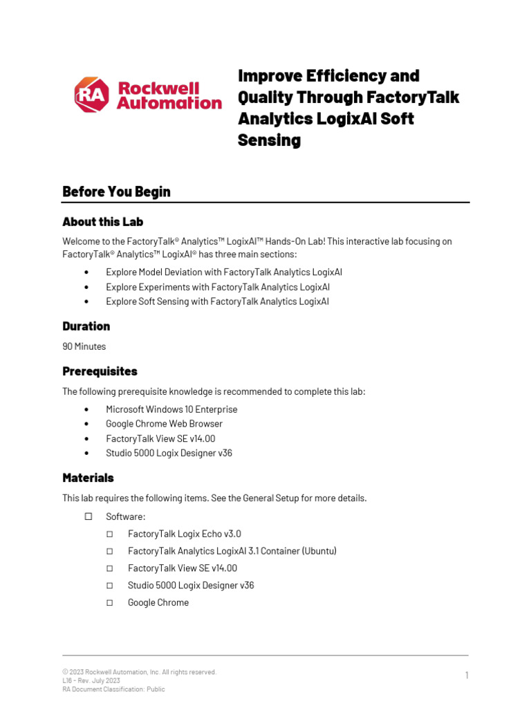 L16 - Improve Efficiency and Quality Through FactoryTalk Analytics ...