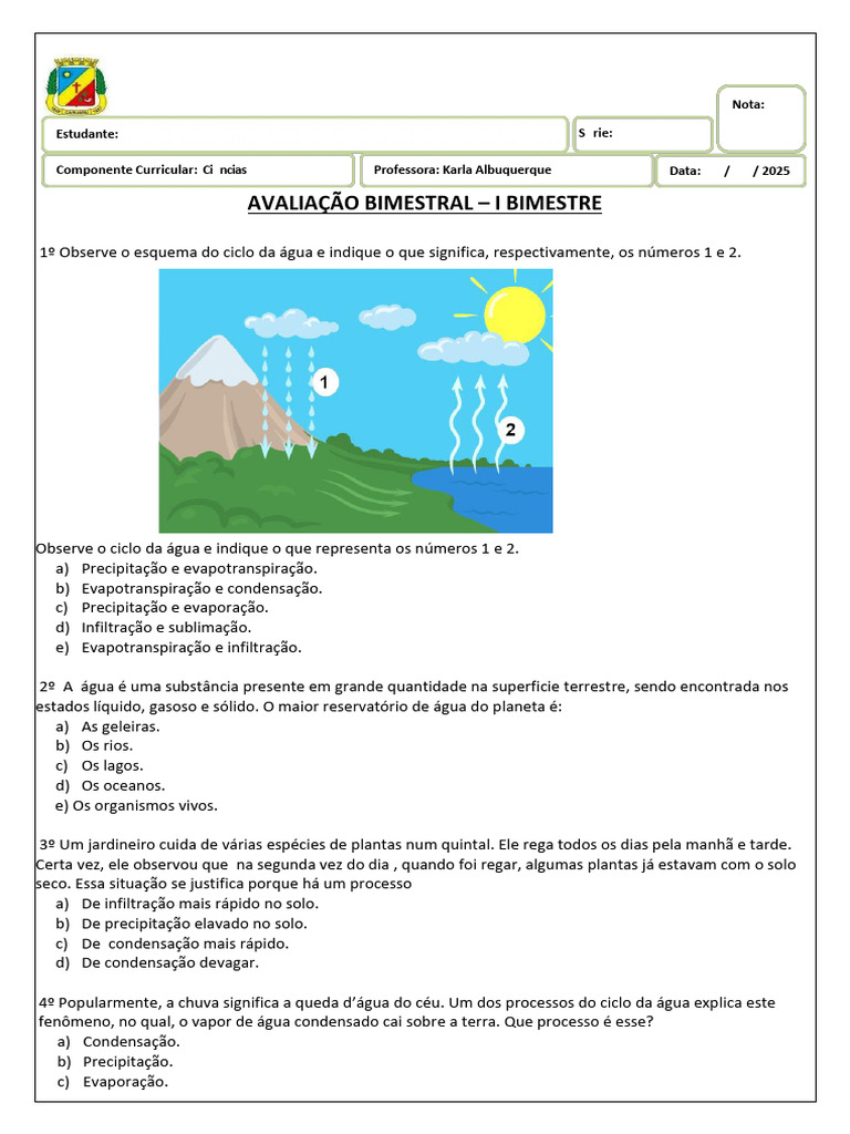 Karla Albuquerque 2025 - 6º Ano | PDF | Terra | Ciclo da água