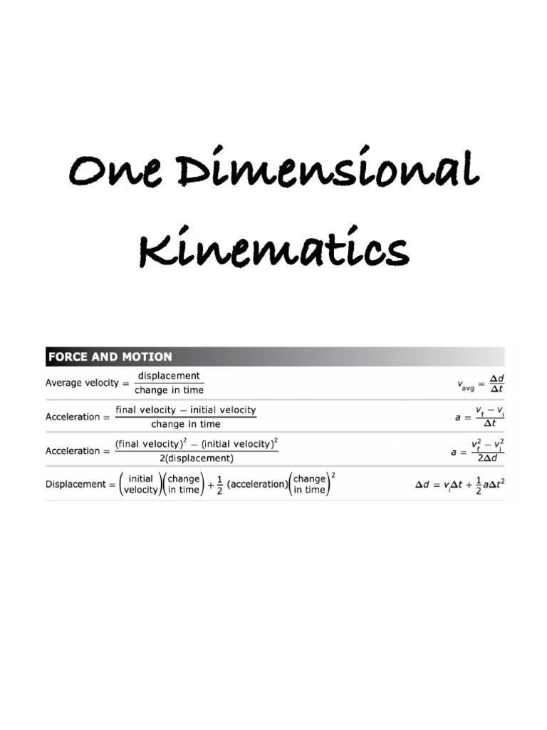 One Dimensional Kinematics For Notes | PDF