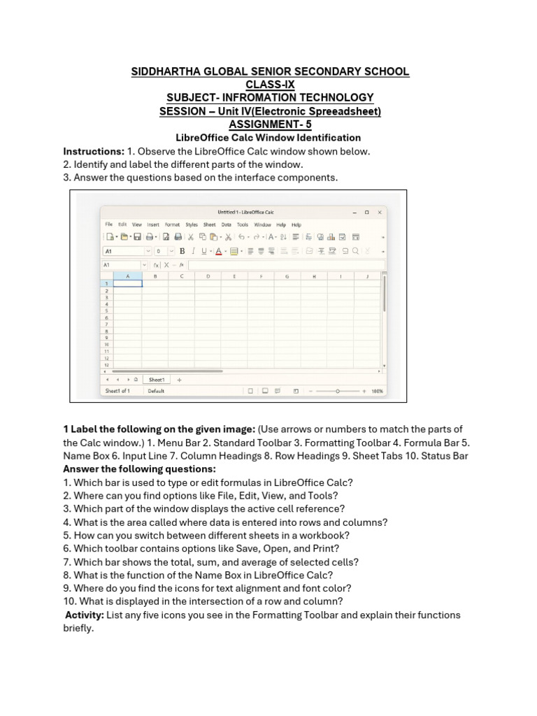LibreOffice Calc Window Components | PDF