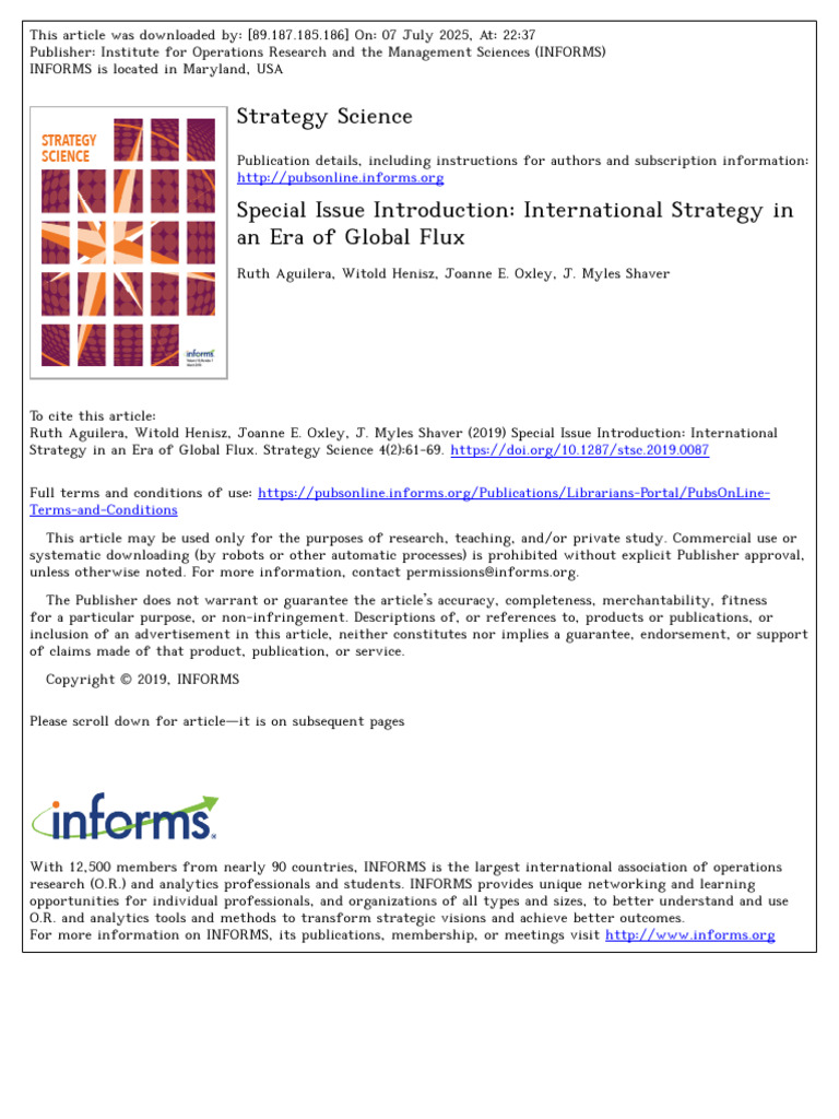 Aguilera Et Al 2019 Special Issue Introduction International Strategy ...