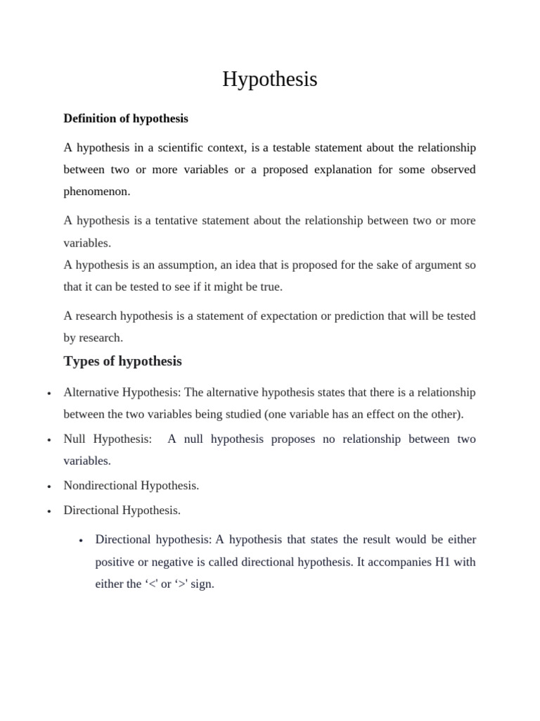 What is the Simple Definition of Hypothesis | PDF | Hypothesis ...