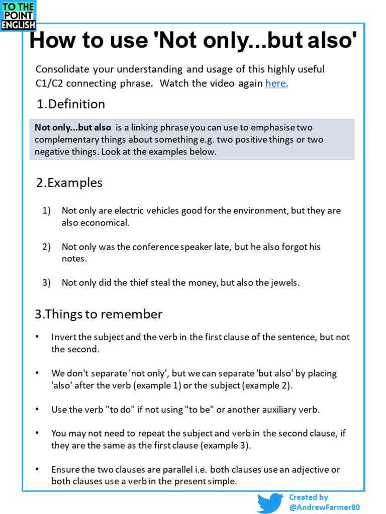 How To Use Not Only... But Also | PDF | Verb | Clause