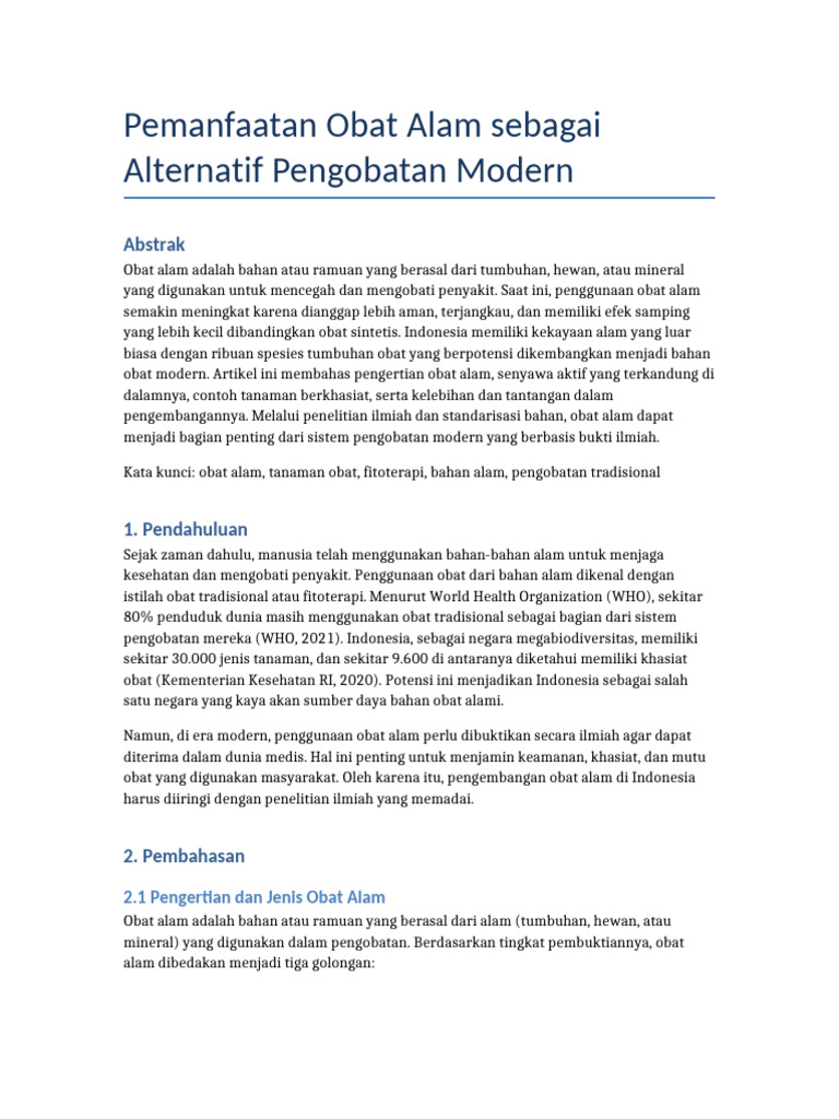 Obat Alam: Alternatif Pengobatan Modern | PDF