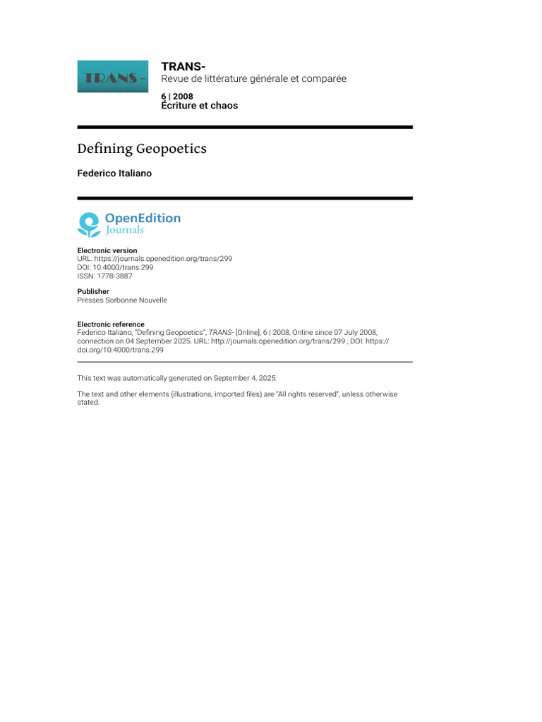 Defining Geopoetics | PDF