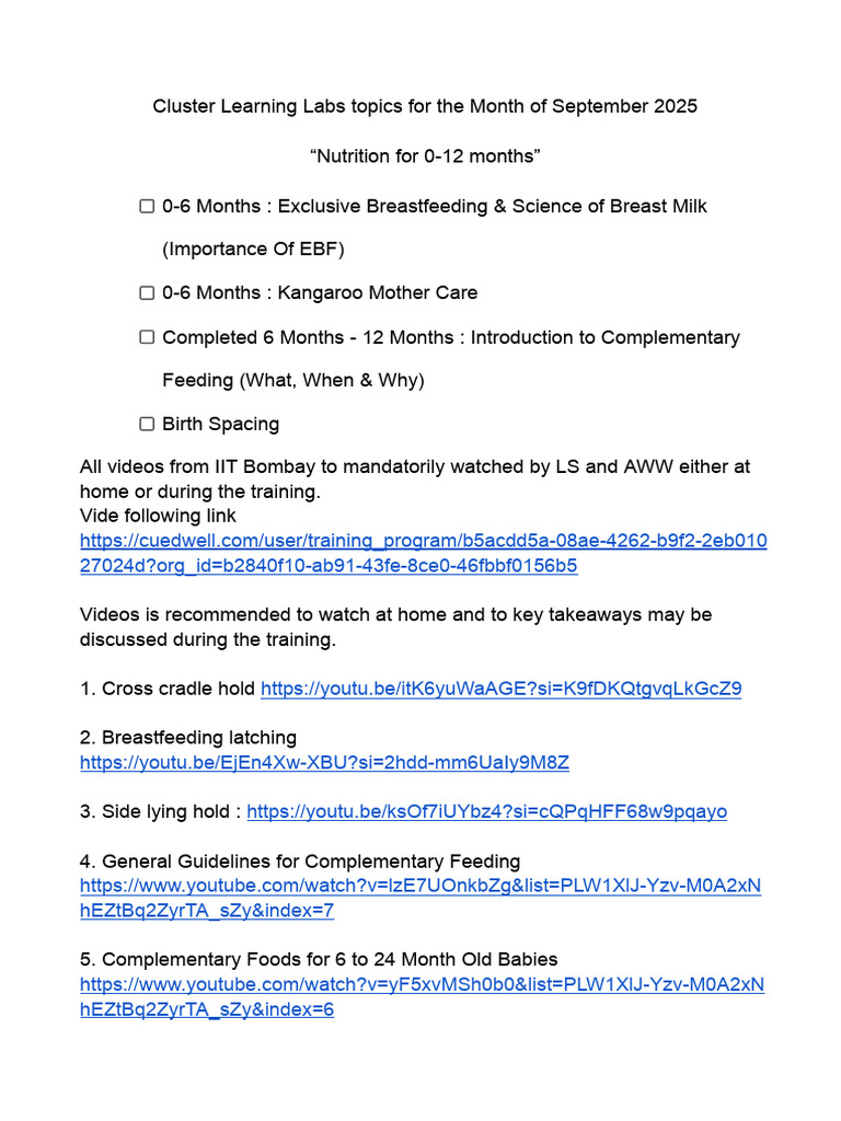 September 2025 Nutrition Learning Topics | PDF