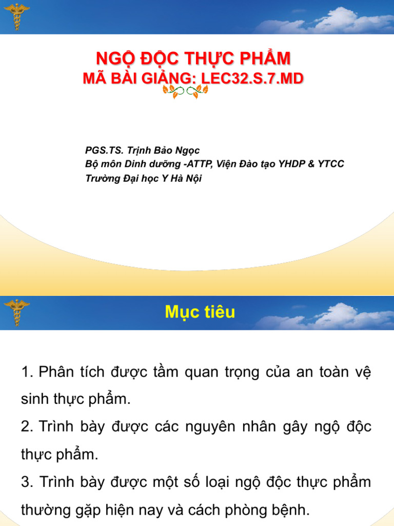 S2.7 - LEC33 - Ngộ Độc Thực Phẩm (Ver2) | PDF