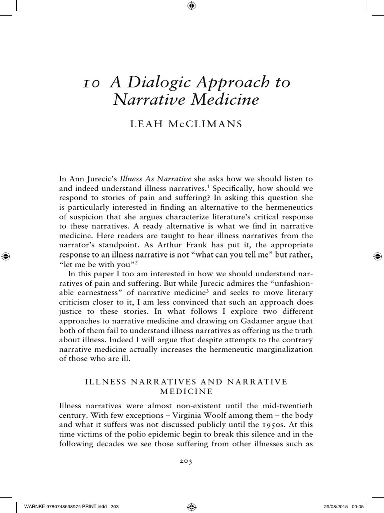 Dialogic Approaches in Narrative Medicine | PDF | Knowledge