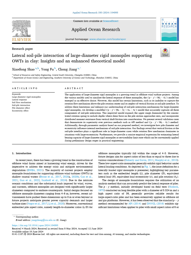 Lateral Soil-Pile Interaction of Large-Diameter Rigid Monopiles ...