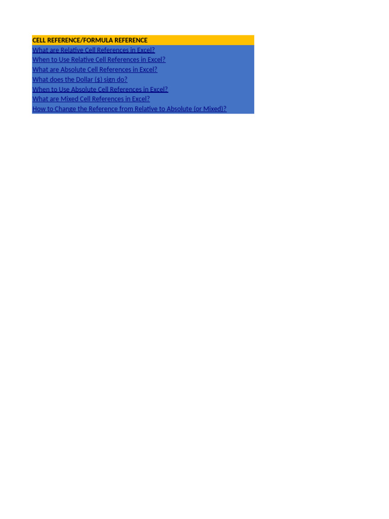 Excel Cell References Explained | PDF | Mathematics