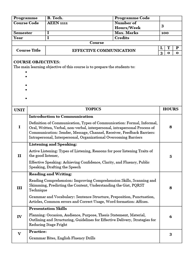 Effective Communication-I Sem SOCI | PDF | Communication | Reading ...
