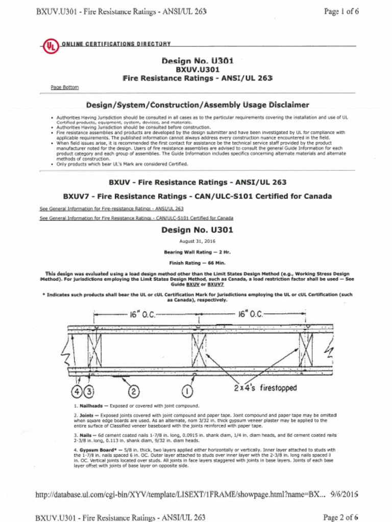 ULC Rating For Wood Construction - 2 Hours | PDF