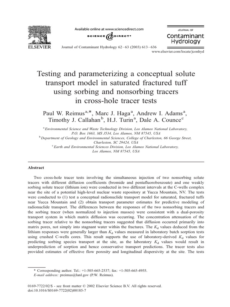 Testing and Parameterizing A Conceptual Solute Transport Model in ...