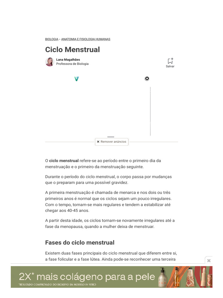 Fases do Ciclo Menstrual Explicadas | PDF | Ciclo menstrual | Menstruação