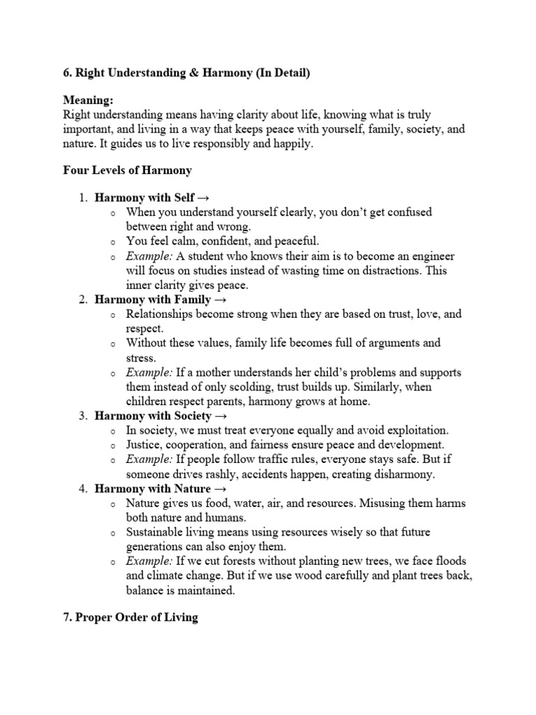 Right Understanding & Harmony | PDF | Gratitude | Happiness