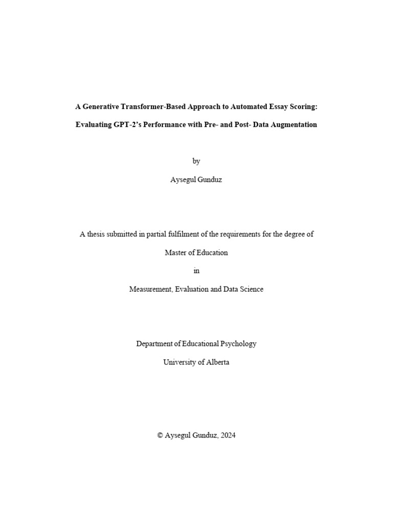 A Generative Transformer-Based Approach To Automated Essay Scoring ...