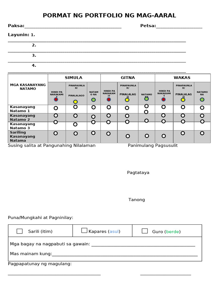 Student Portfolio Format | PDF