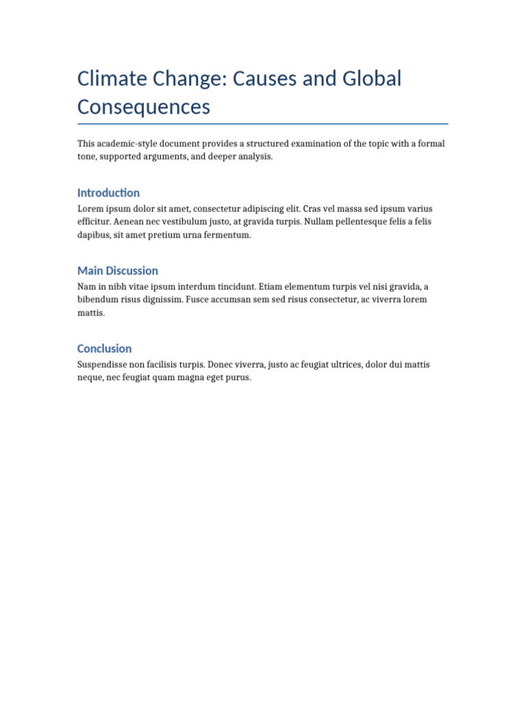 Climate Change Causes and Global Consequences | PDF