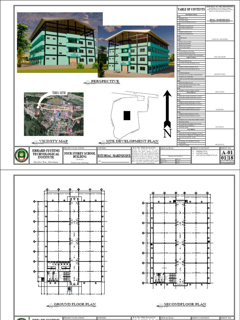 Four Storey School Building Plans | PDF | Civil Engineering