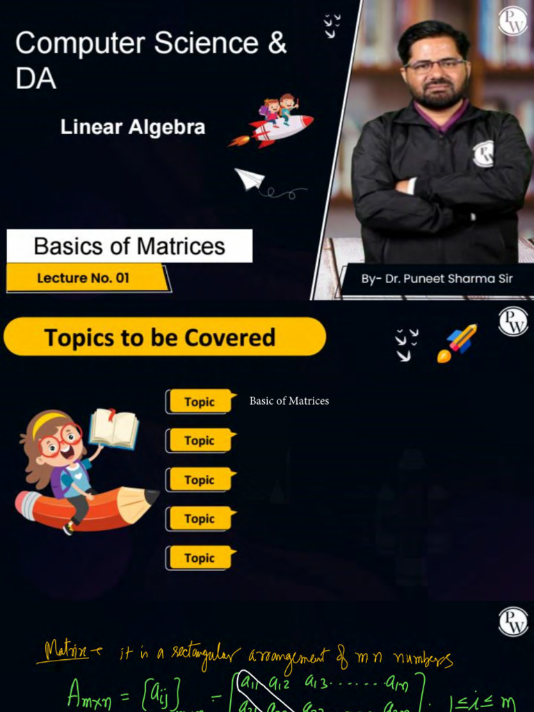 Basics of Matrices 01 Class Notes65d9eea190dda0001 240725 223107 | PDF