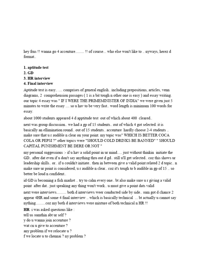 Accenture Placement Papers 4 | PDF