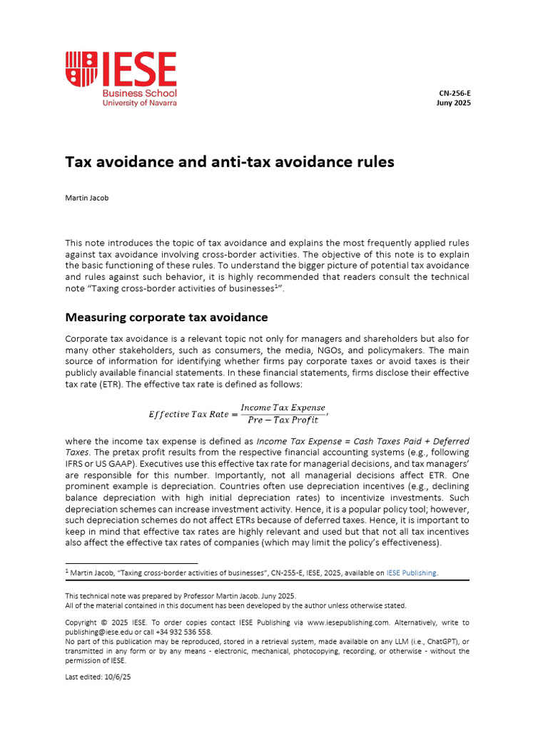 Tax Avoidance and Anti-Tax Rules Explained | PDF | Taxes | Corporate Tax