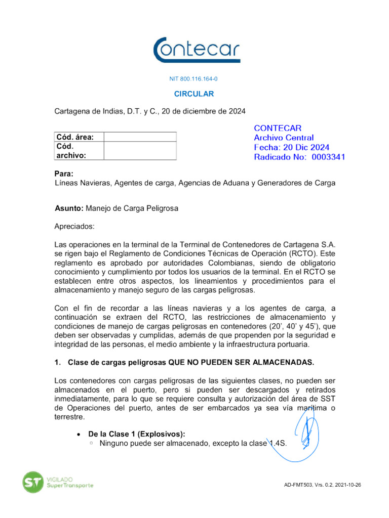 CTC 3341 Contecar Carga Peligrosa | PDF | Sustancias químicas