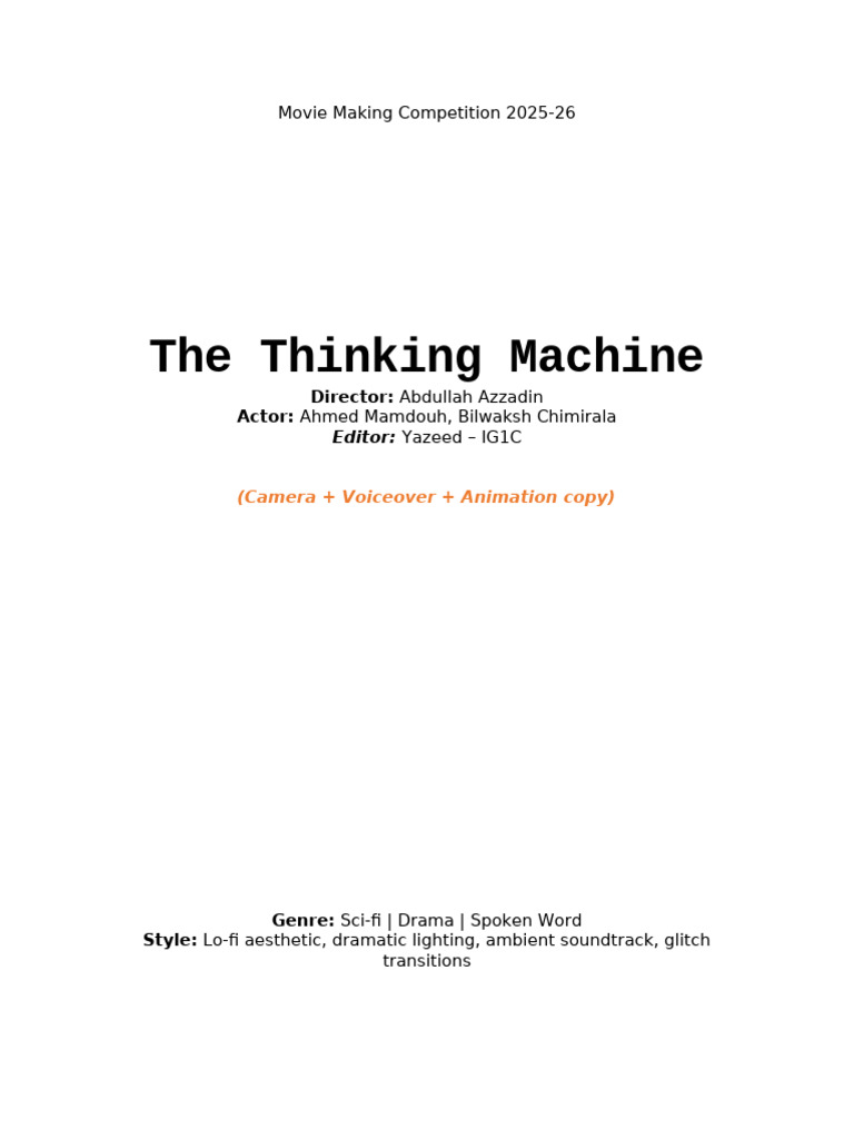 The Thinking Machine: AI Short Film 2025 | PDF | Artificial ...