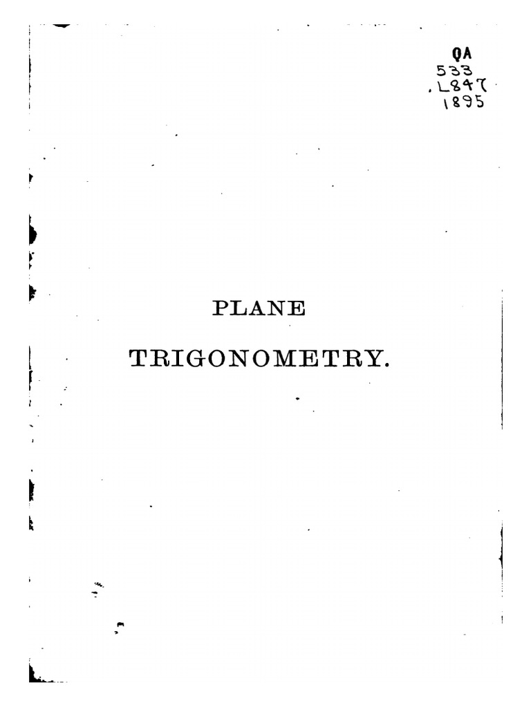 Plane Trigonometry | PDF