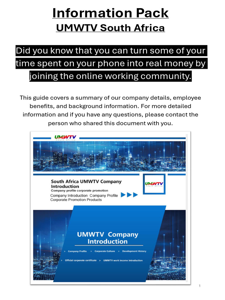 UMWTV SA Information Pack | PDF | Salary | Economies