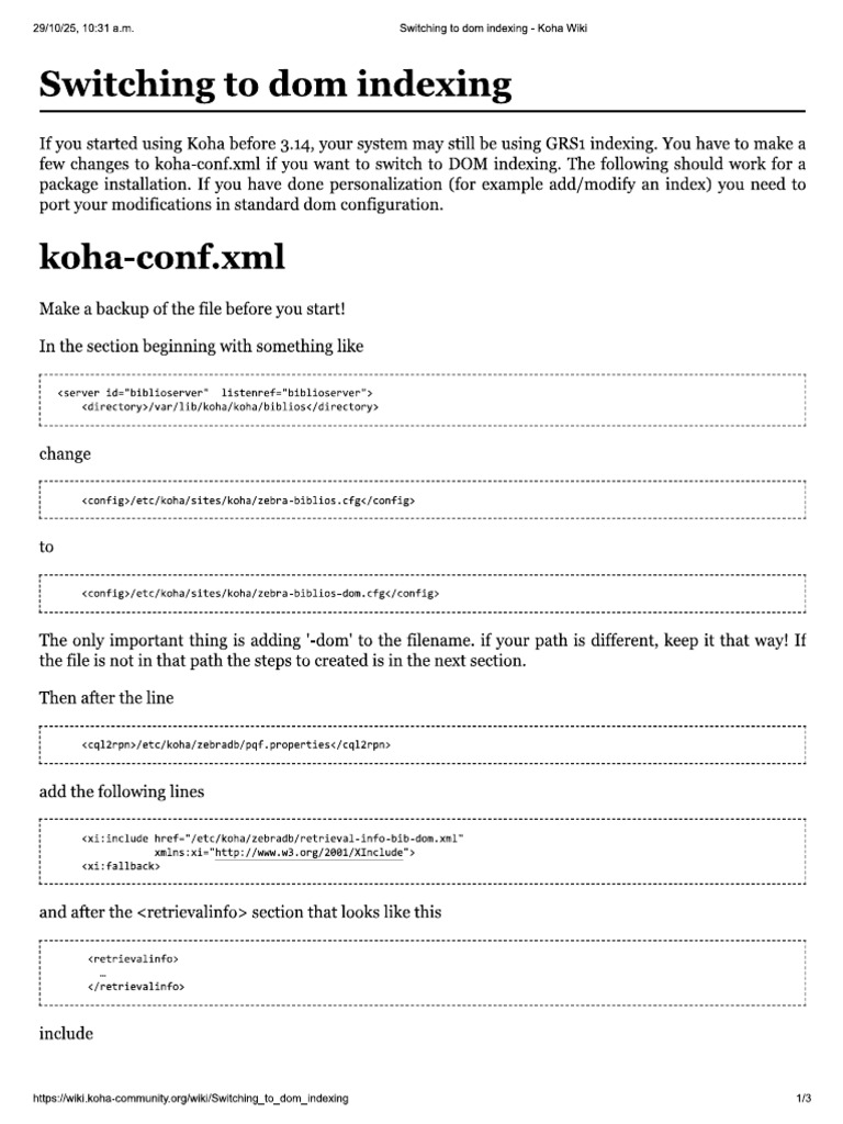 Koha - Switching To Dom Indexing | PDF
